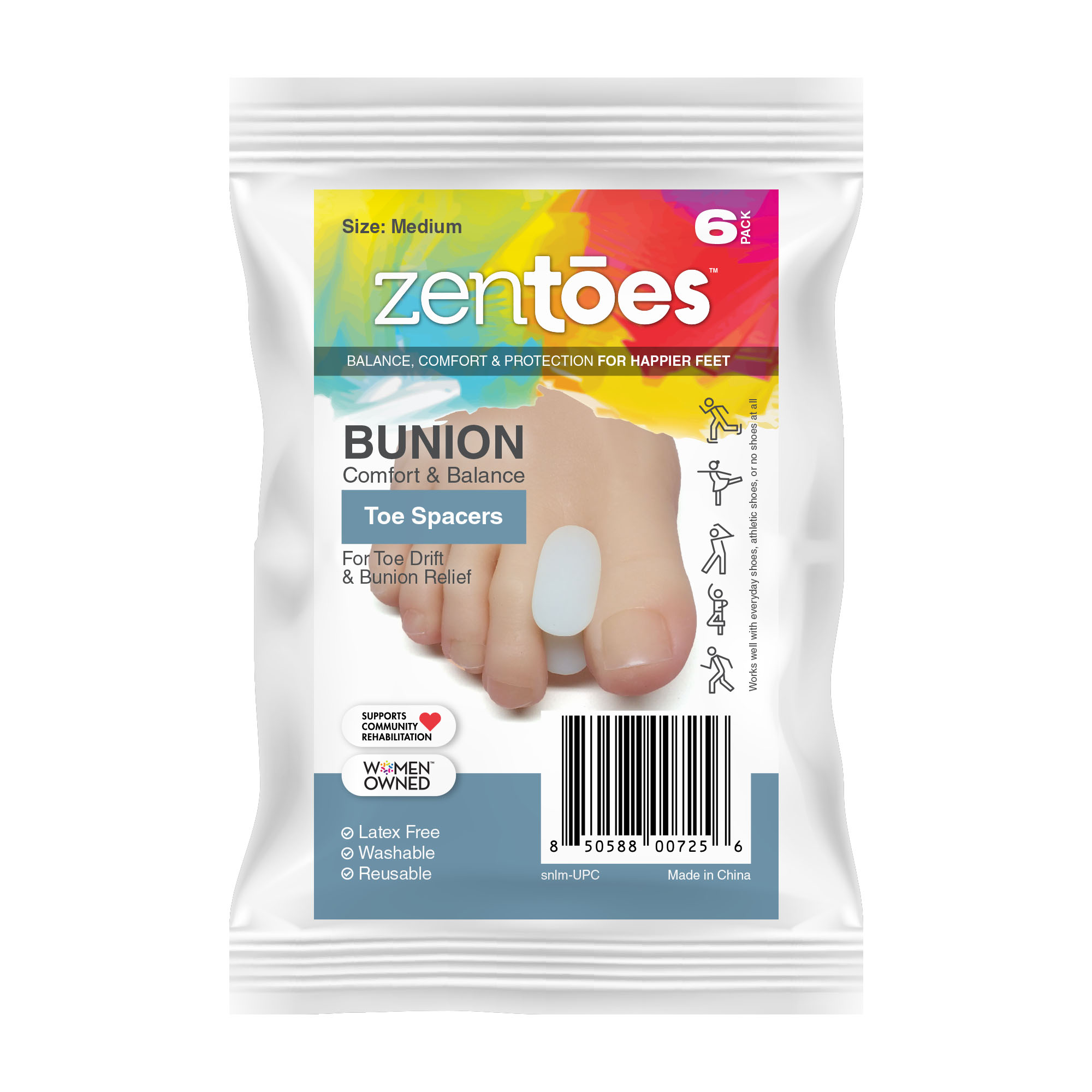 ZenToes 6 Pack Gel Toe Separators with No Loop for Bunions and Corns ...
