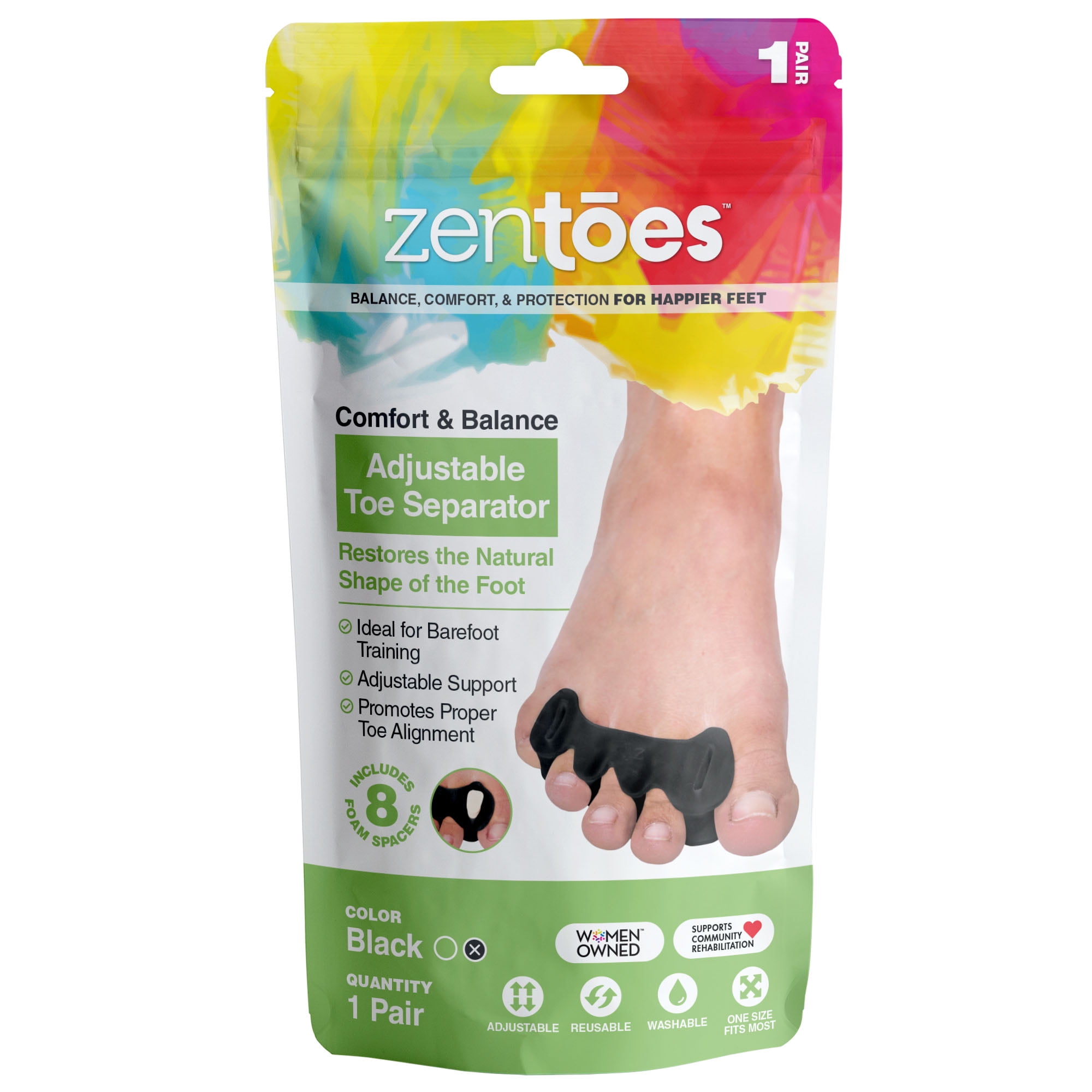 ZenToes Adjustable Toe Spacers with Bunion Corrector for Women and Men ...