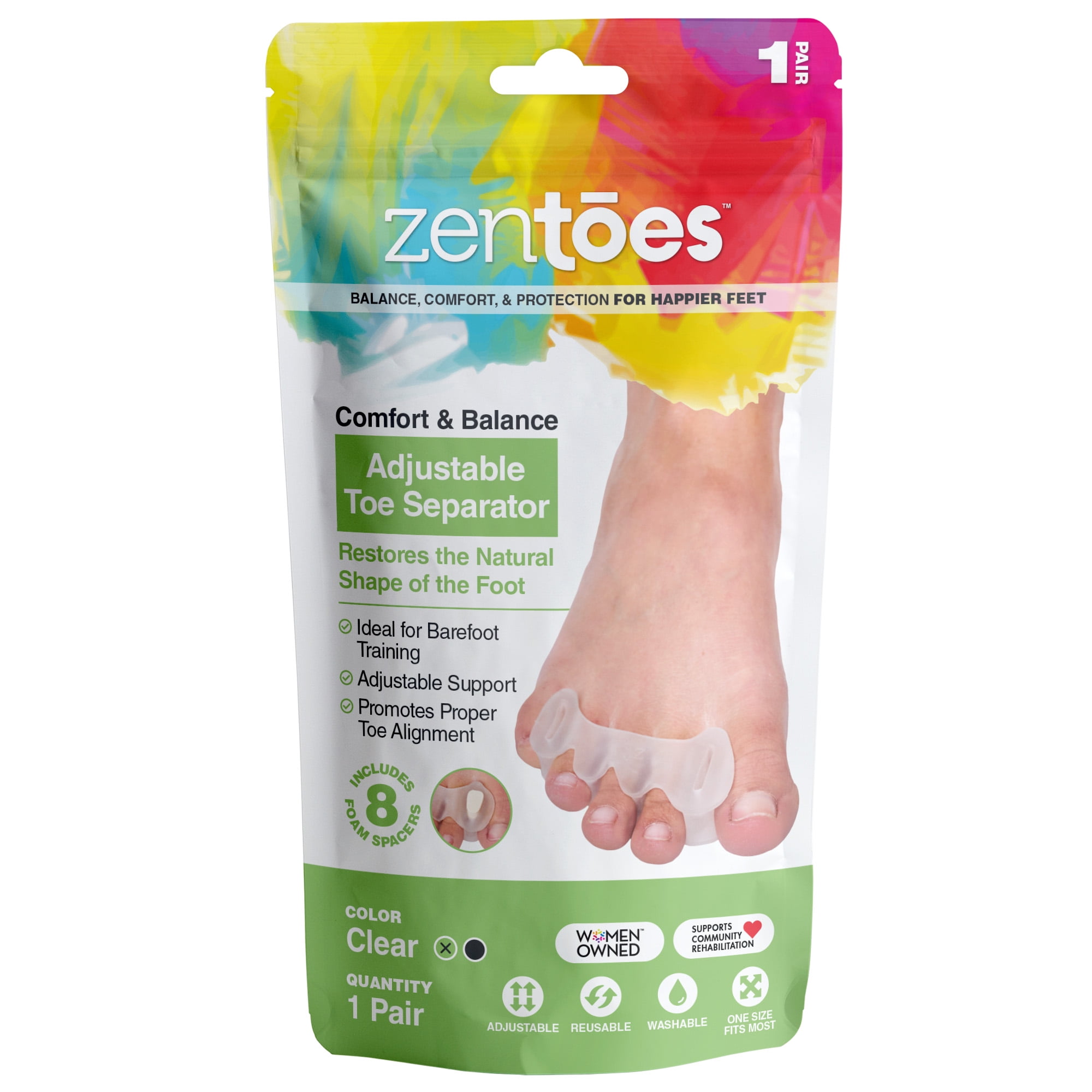 ZenToes Adjustable Toe Spacers with Bunion Corrector for Women and Men ...