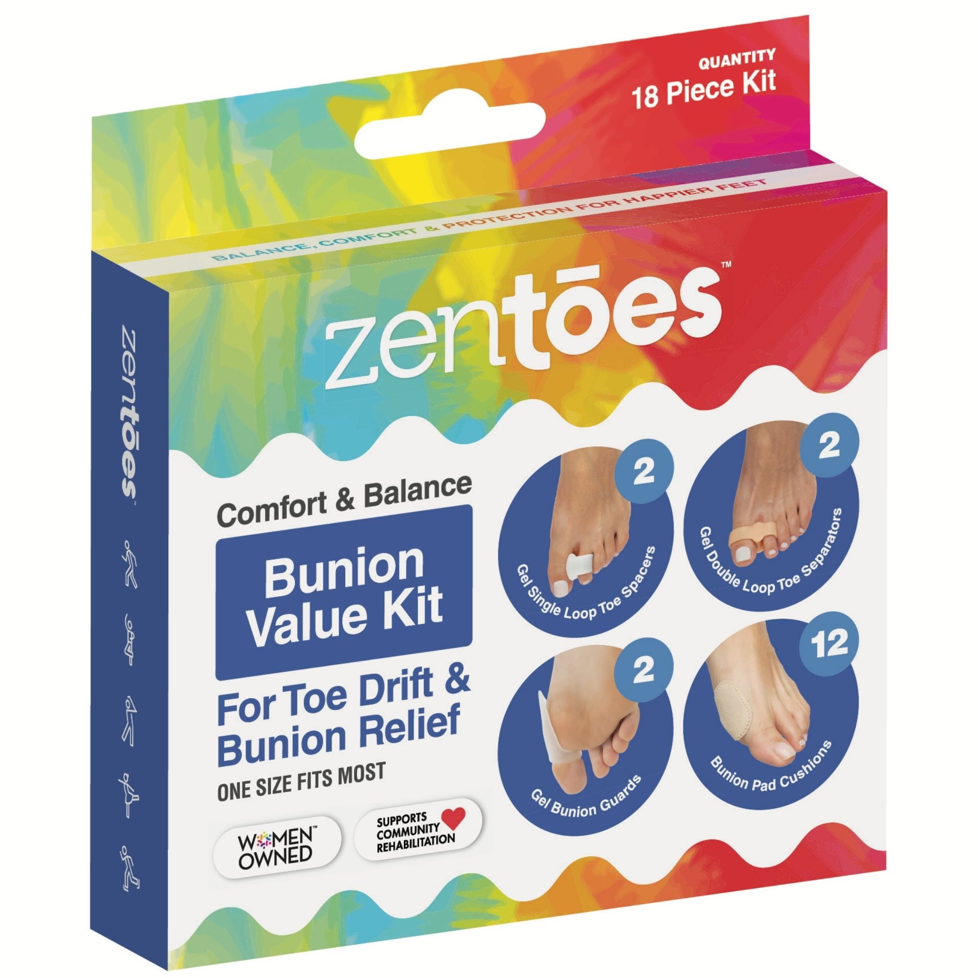 ZenToes Bunion Value Kit Toe Separators, Spacers, Gel Guards, Adhesive ...