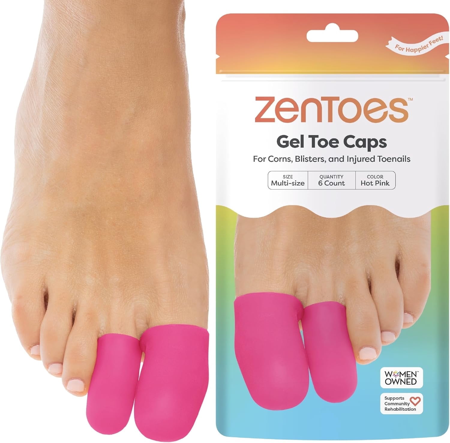 ZenToes Gel Toe Caps and Protectors for Ingrown Toenails, Blisters ...