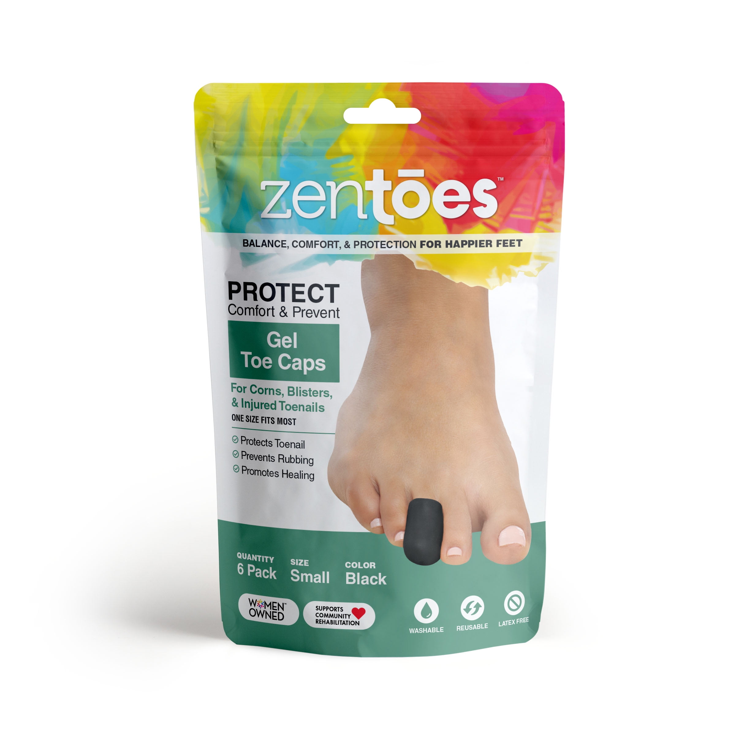 ZenToes Gel Toe Cap and Protector - Pack of 6 Protect Ingrown Toenails ...