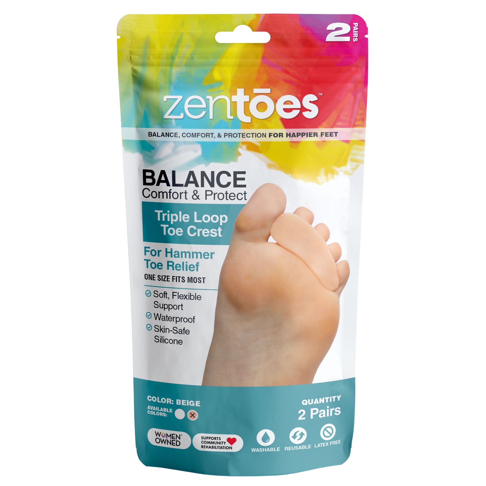 Zentoes Hammer Toe Straightener and Corrector 4 Pack Soft Gel Crests ...