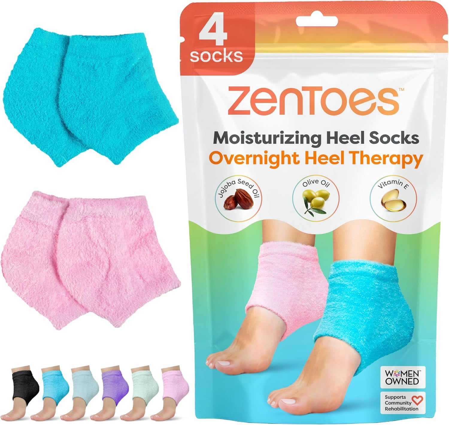 ZenToes Moisturizing Fuzzy Sleep Socks with Vitamin E, Olive Oil and ...