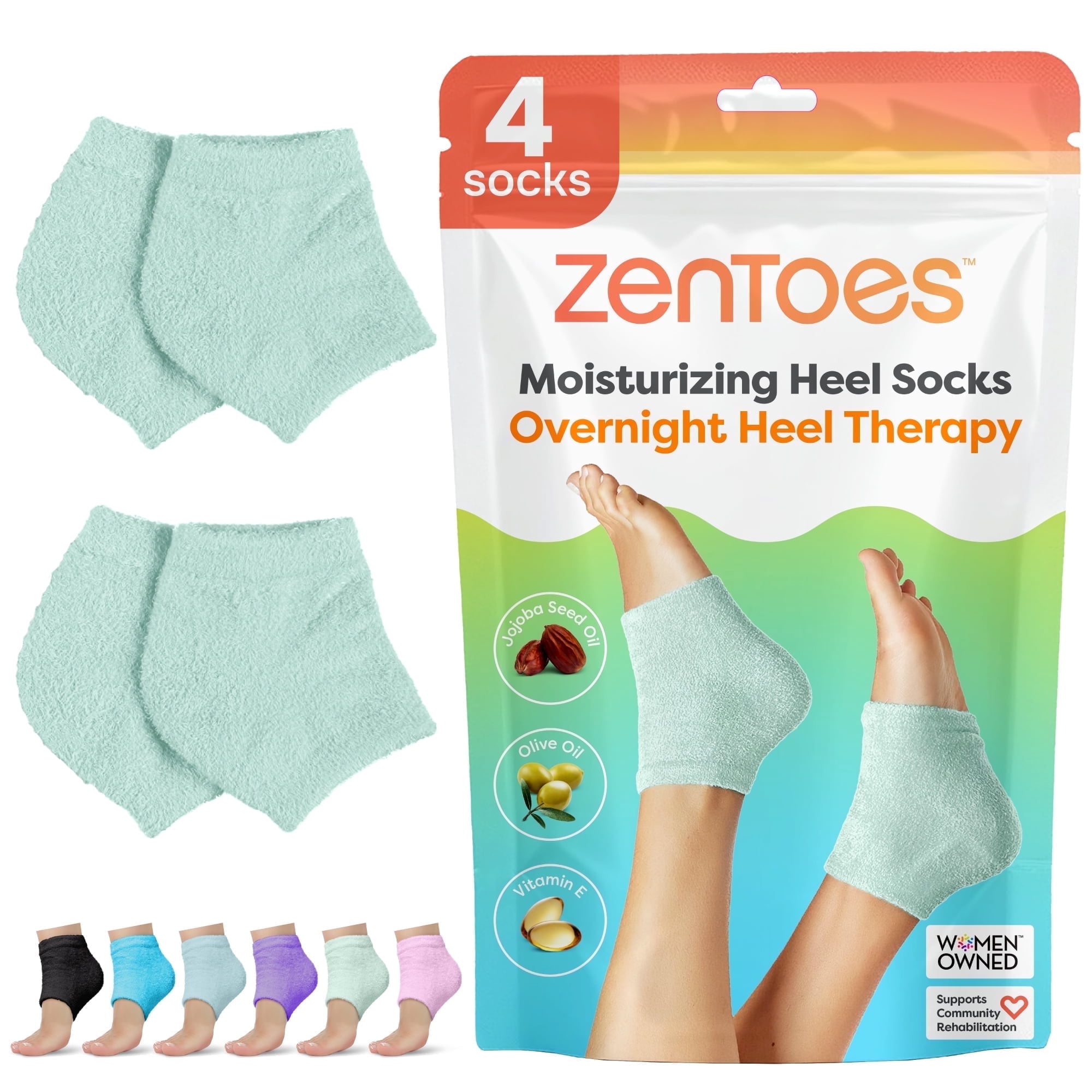ZenToes Moisturizing Sleep Socks for Dry Cracked Heels with Vitamin E ...