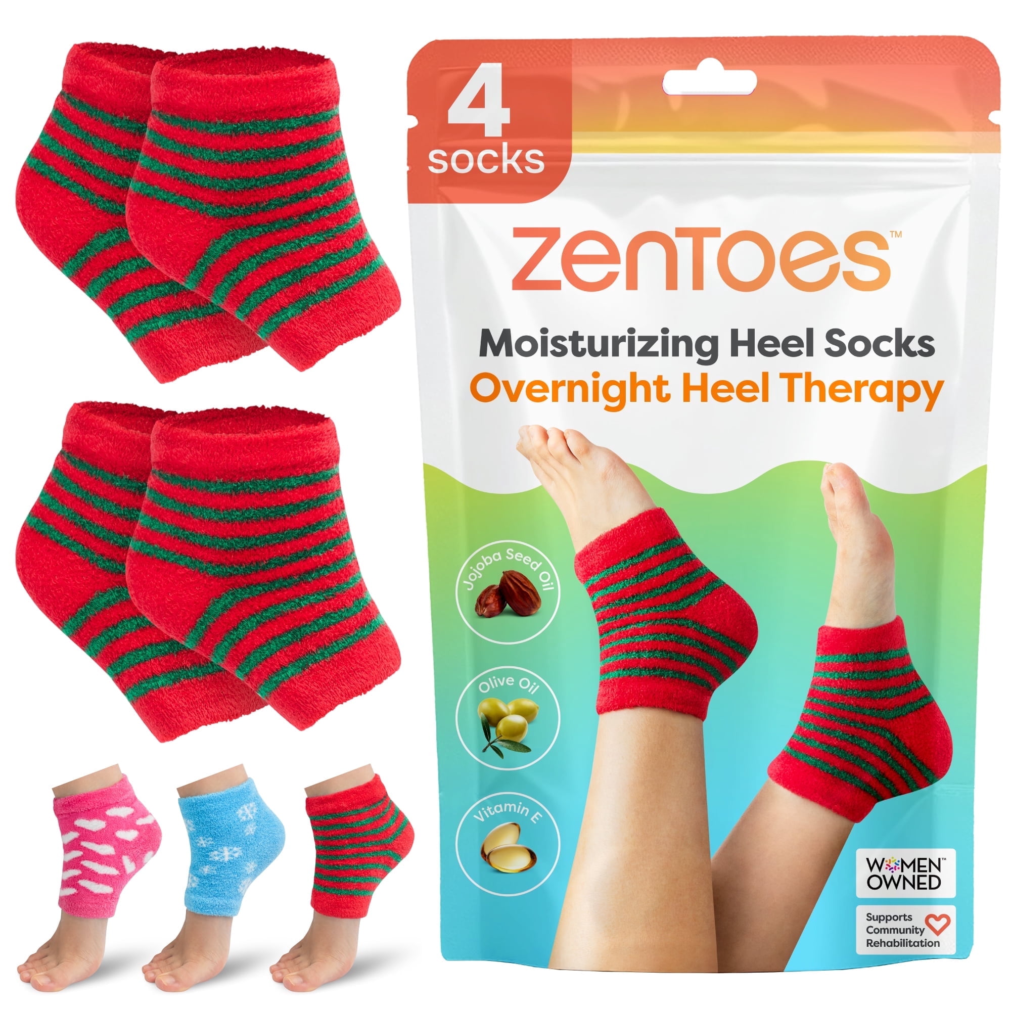 ZenToes Moisturizing Sleep Socks with Vitamin E, Olive Oil and Jojoba ...