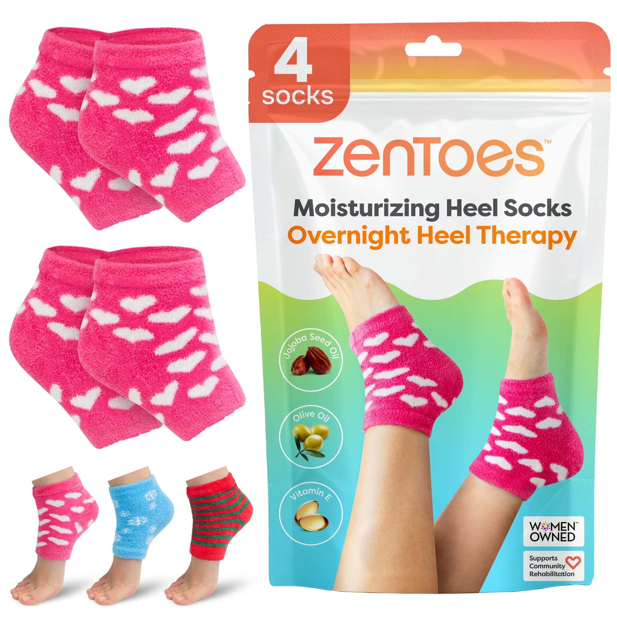 ZenToes Moisturizing Sleep Socks with Vitamin E, Olive Oil and Jojoba ...
