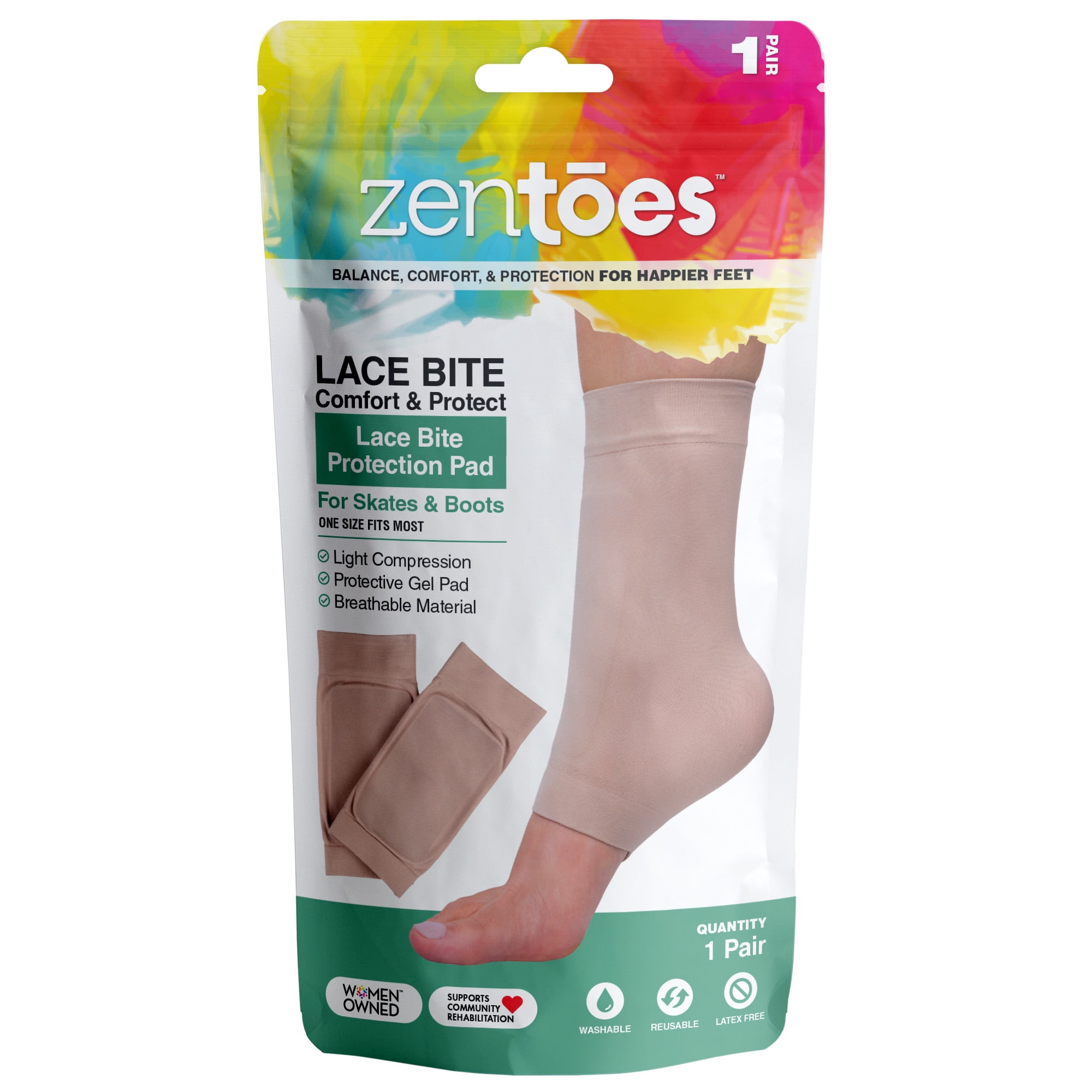 ZenToes Padded Skate Socks for Lace Bite Protection - 1 Pair - for ...