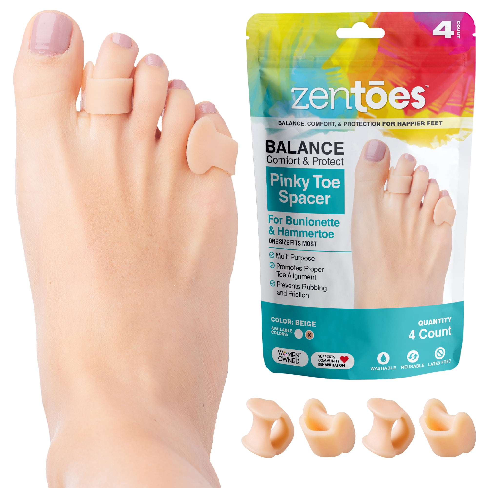 ZenToes Small Toe Spacers - Tailors Bunion Corrector for Pinky Toe ...