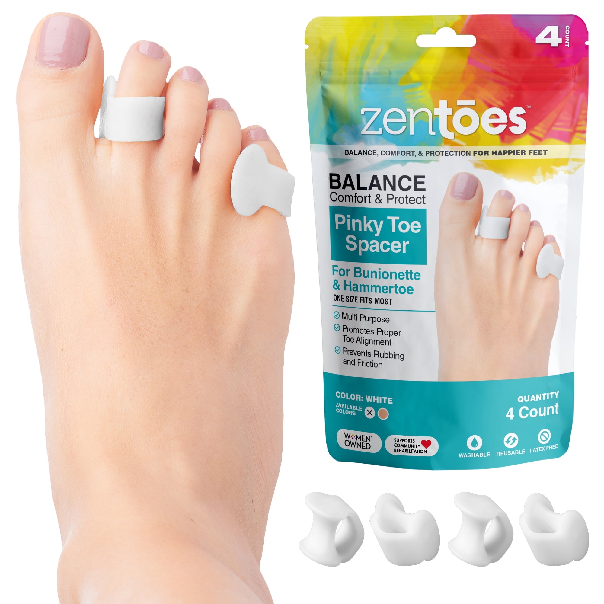 ZenToes Small Toe Spacers - Tailors Bunion Corrector for Pinky Toe ...