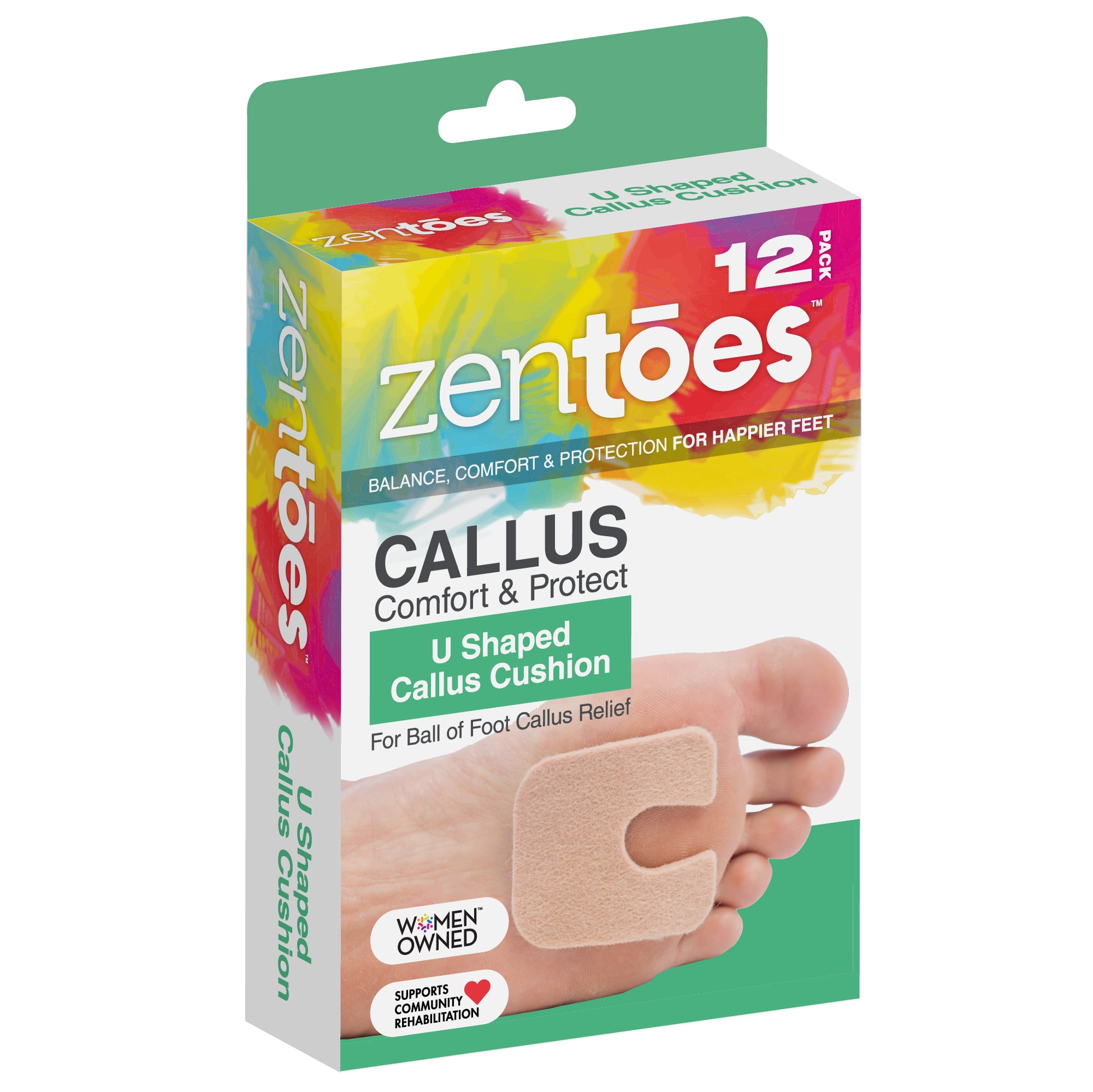 ZenToes U-Shaped Felt Callus Cushion Pads - 12 Count - Walmart.com