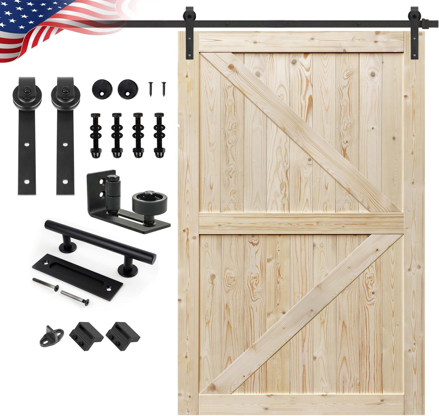ZenZone 52 in. x 84 in. Unfinished British Brace Knotty Barn Door with ...