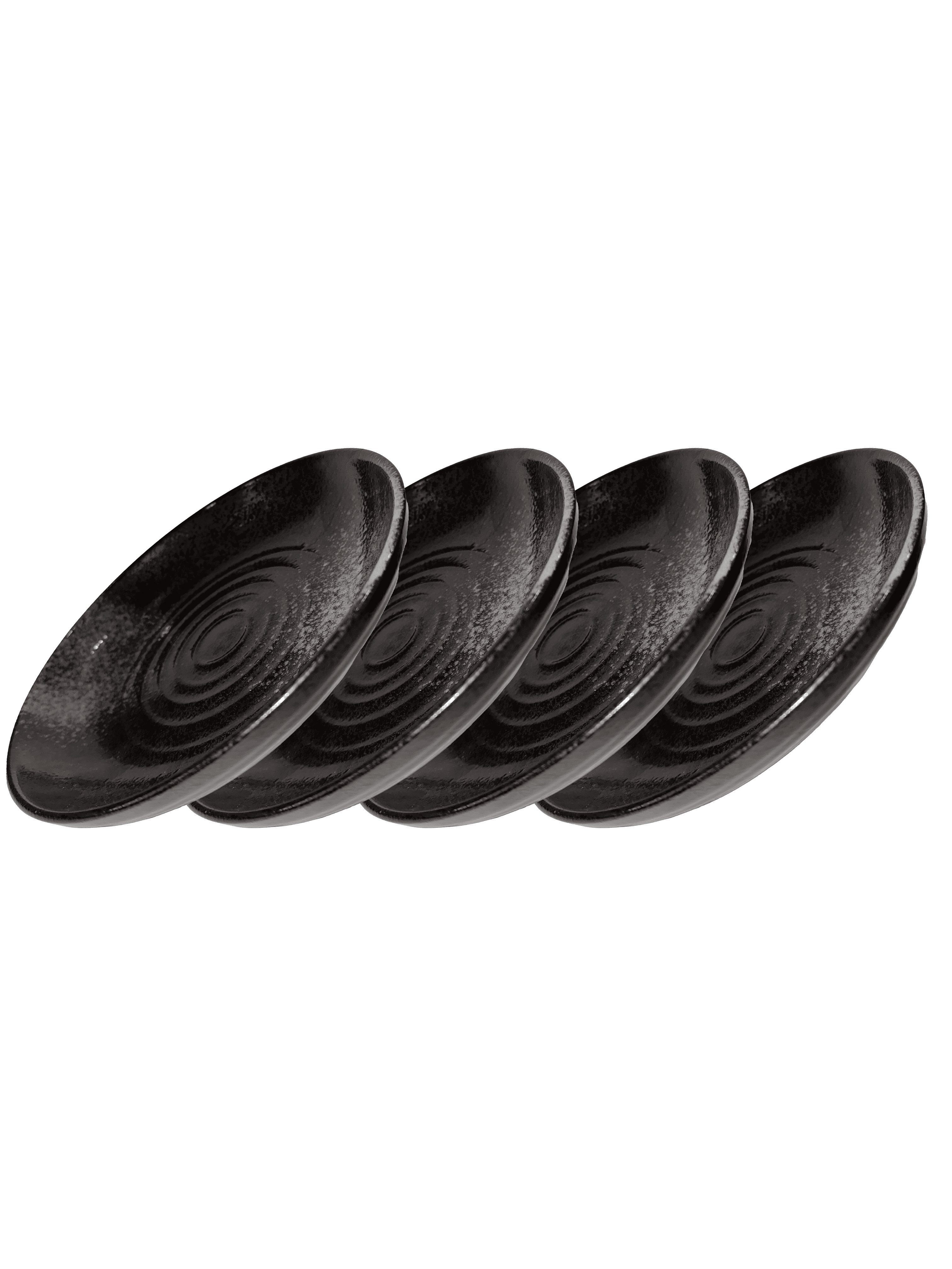 Zena Ceramic Swirl Plate Set of 4 Black - Walmart.com