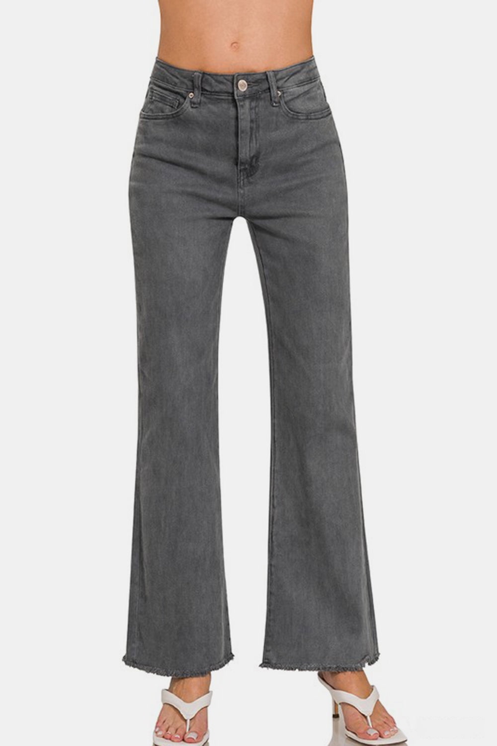 Zenana Acid Washed Frayed Hem Bootcut Jeans - Walmart.com