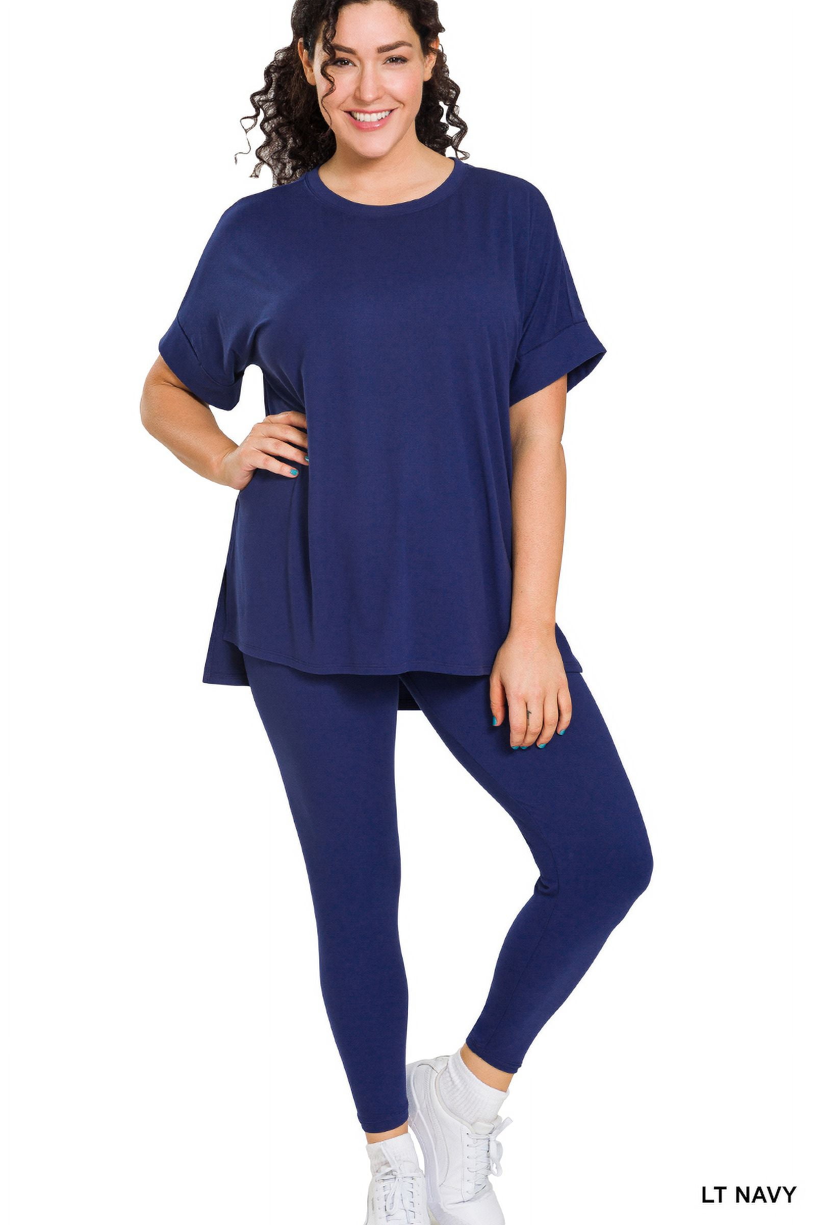 Zenana Plus Size Brushed DTY Microfier Round Neck Short Sleeve Hi-Low ...