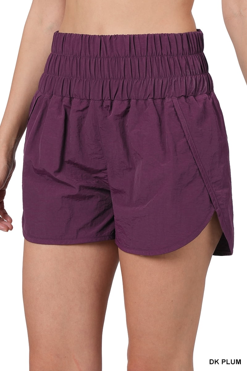 Zenana Plus Size Casual Windbreaker Smocked Waistband Running Active