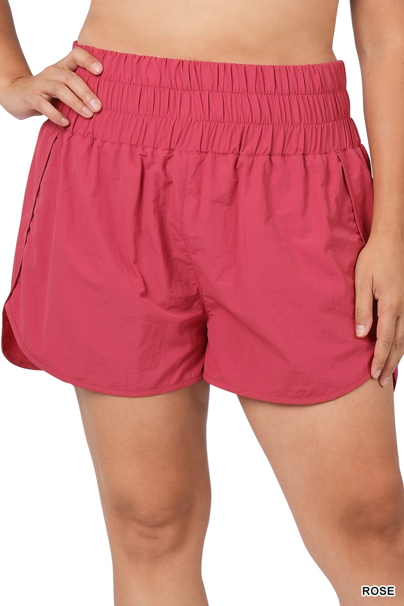 Zenana Plus Size Casual Windbreaker Smocked Waistband Running Active ...