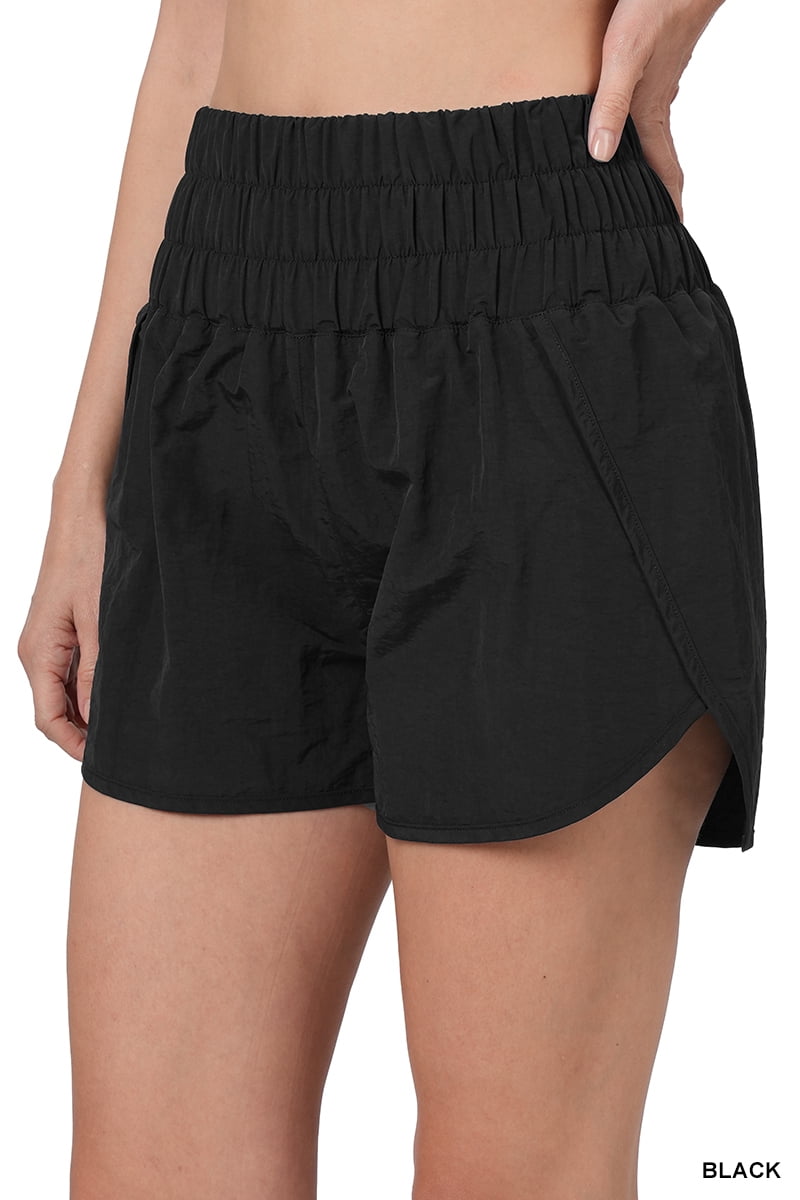 Zenana Plus Size Casual Windbreaker Smocked Waistband Running Active