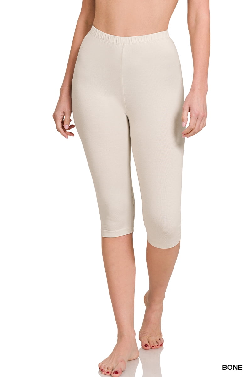 Zenana Plus Size Essential Basic Cotton Spandex Stretch Below Knee Length 15" Leggings - Walmart.com