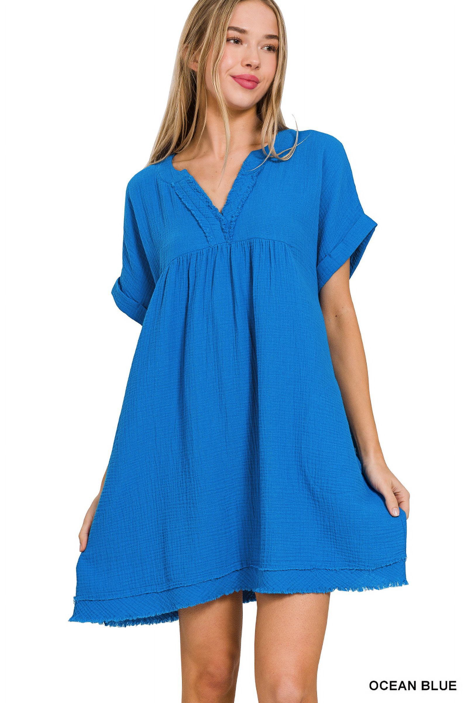 Zenana Plus Size Relaxed Fit Gauge Rolled Short Sleeve Raw Edge Mini V ...