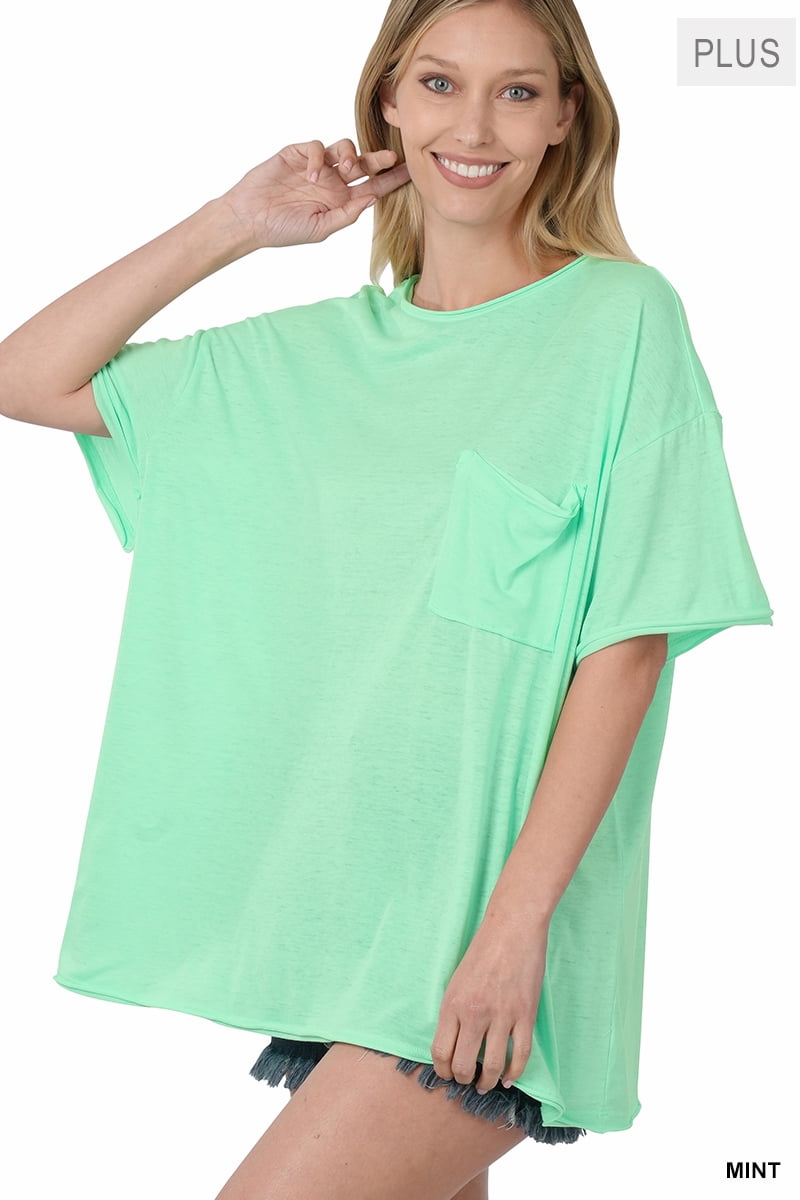 Zenana Plus Size Relaxed Fit Tee Shirts, Oversized Round Neck Short ...
