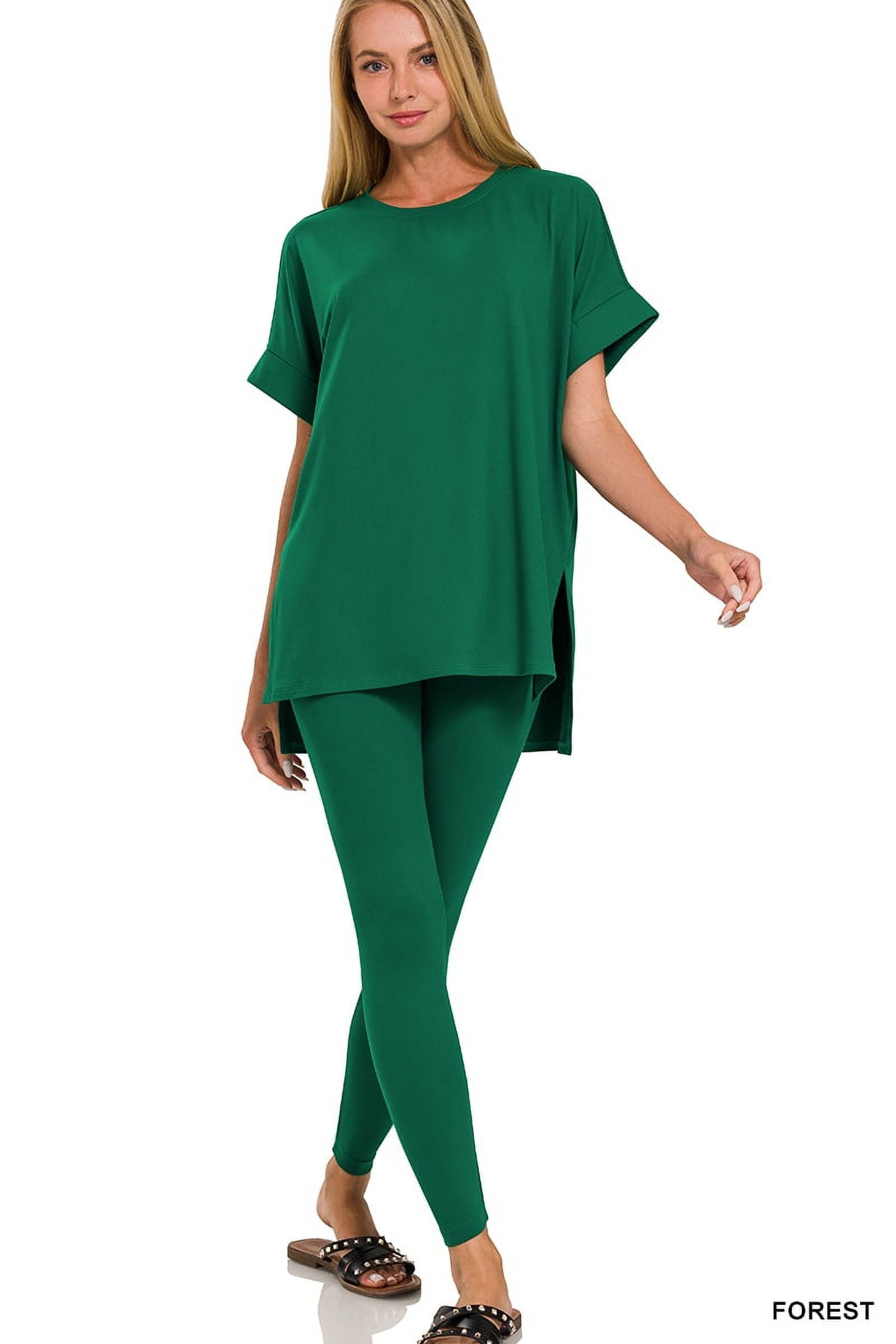 Zenana Plus Size Round Neck Brushed DTY Microfier Short Sleeve Hi-Low ...