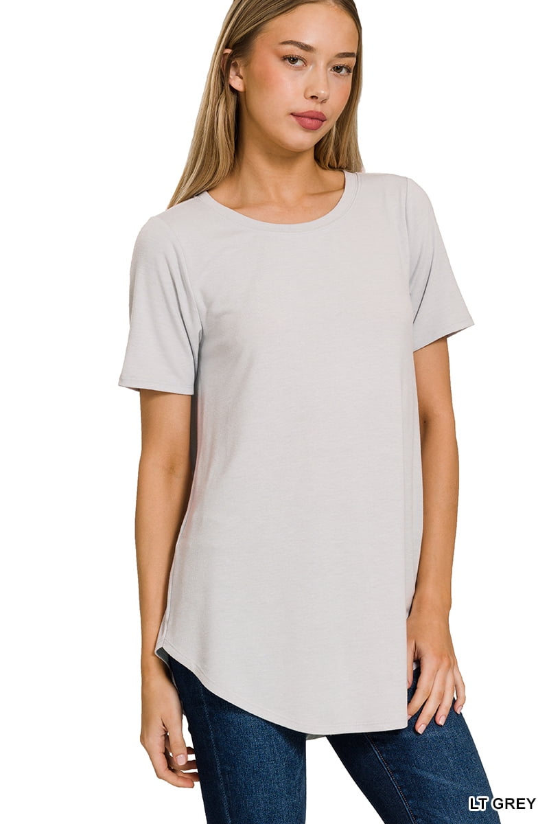 Zenana Plus Size Short Sleeve Round Neck & Hem Relaxed Fit Casual Tee ...