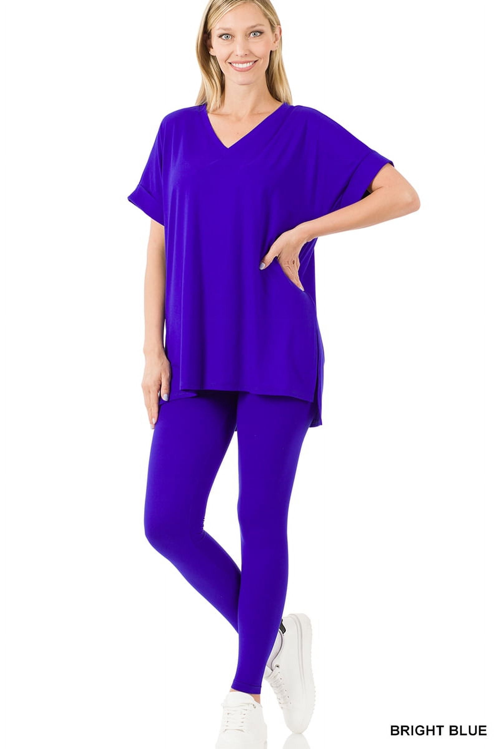 Zenana Plus Size V-Neck Short Sleeve & Leggings Comfy Loungewear ...