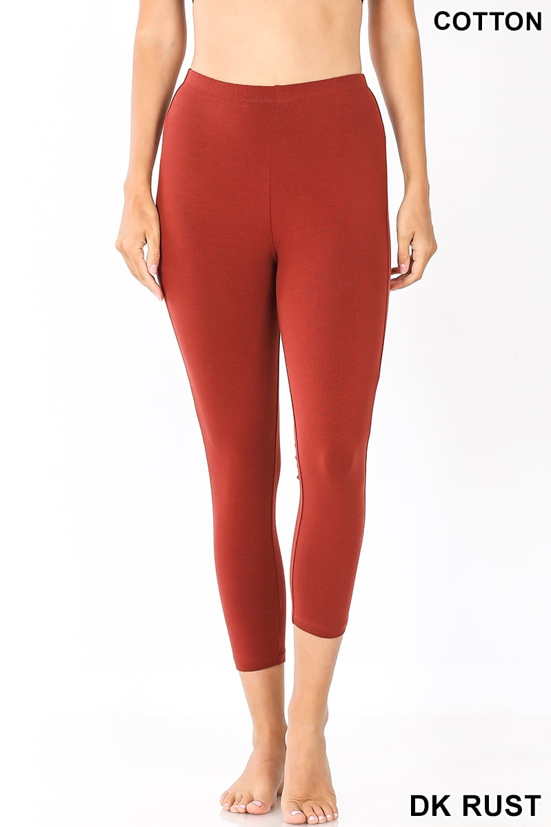 Zenana Premium Cotton Capri Leggings Multiple Solid Colors Womens Sizes ...