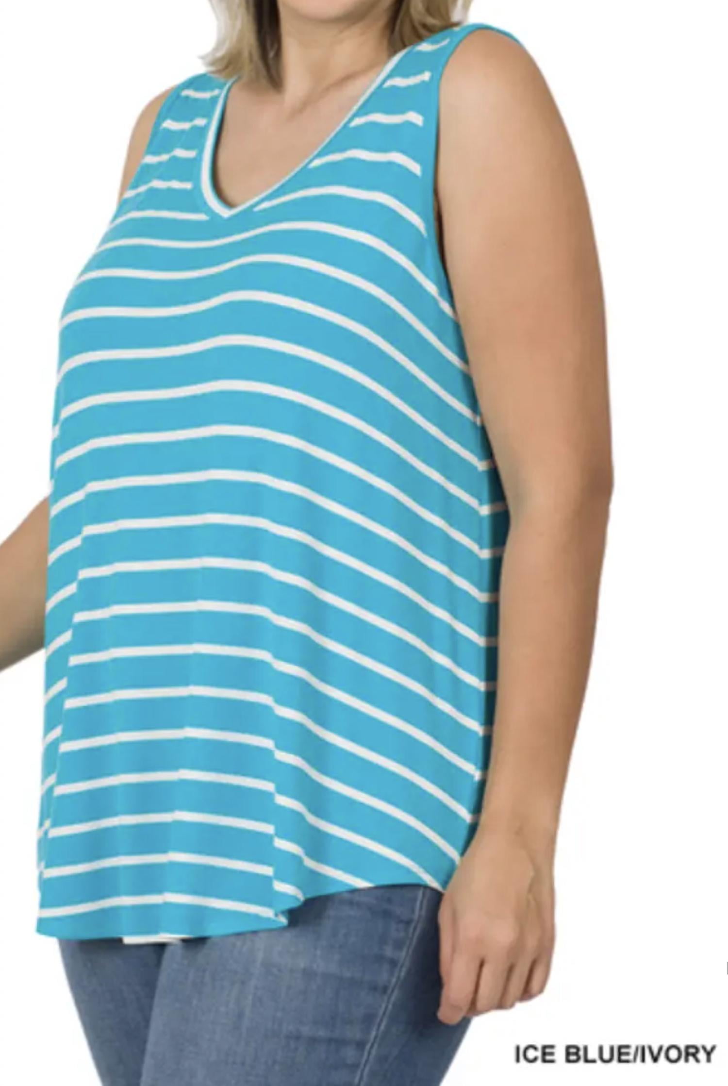 Zenana Prettiest White Stripes Tank - Walmart.com