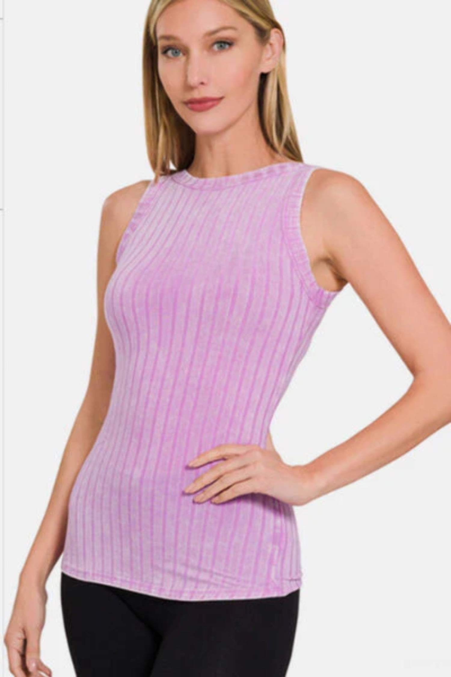 Zenana Ribbed Washed Round Neck Tank - Walmart.com