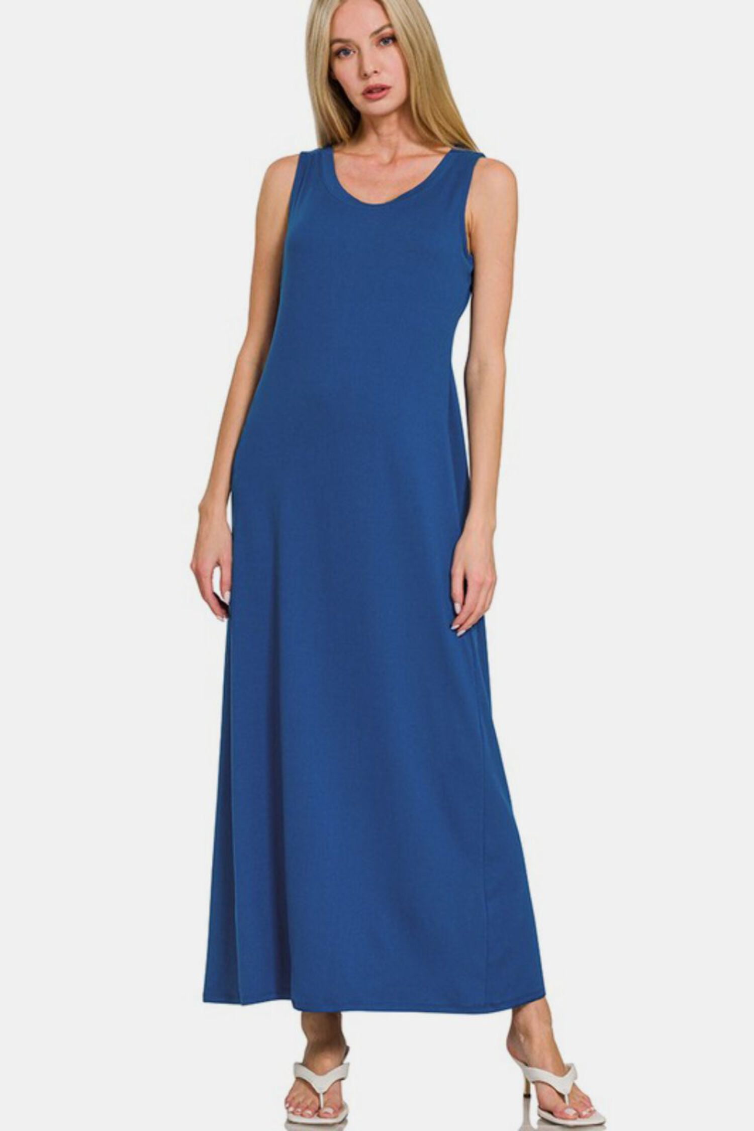 Zenana Scoop Neck Wide Strap Tank Dress - Walmart.com