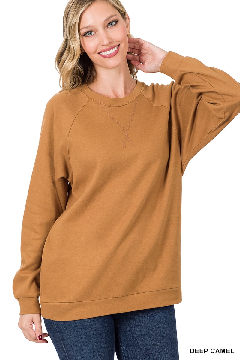 Zenana Women & Plus Basic Long Sleeve Round Neck Raglan Pullover ...