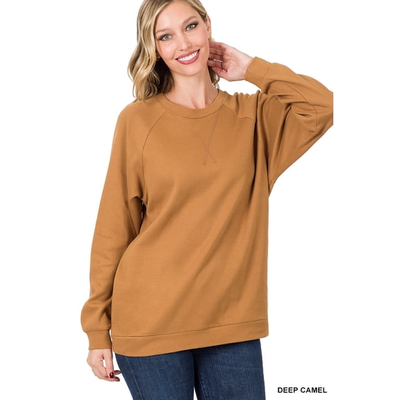 Zenana Women & Plus (S-3XL) Basic Relaxed Long Sleeve Round Neck ...