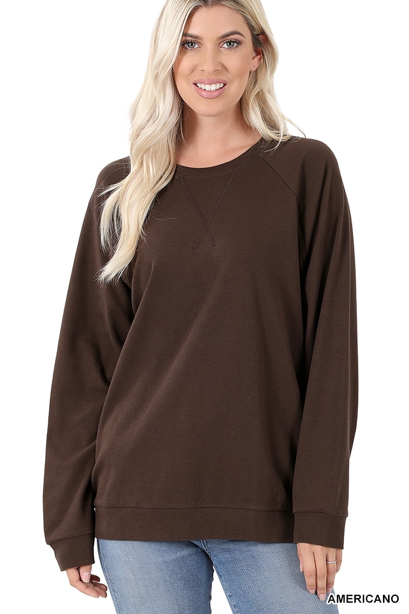 Zenana Women & Plus Basic Long Sleeve Round Neck Raglan Pullover ...