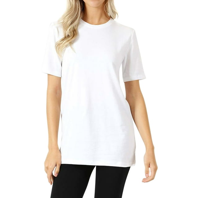 Zenana Women & Plus Cotton Crew Neck Short Sleeve Relaxed Fit Basic Tee Shirts - Walmart.com