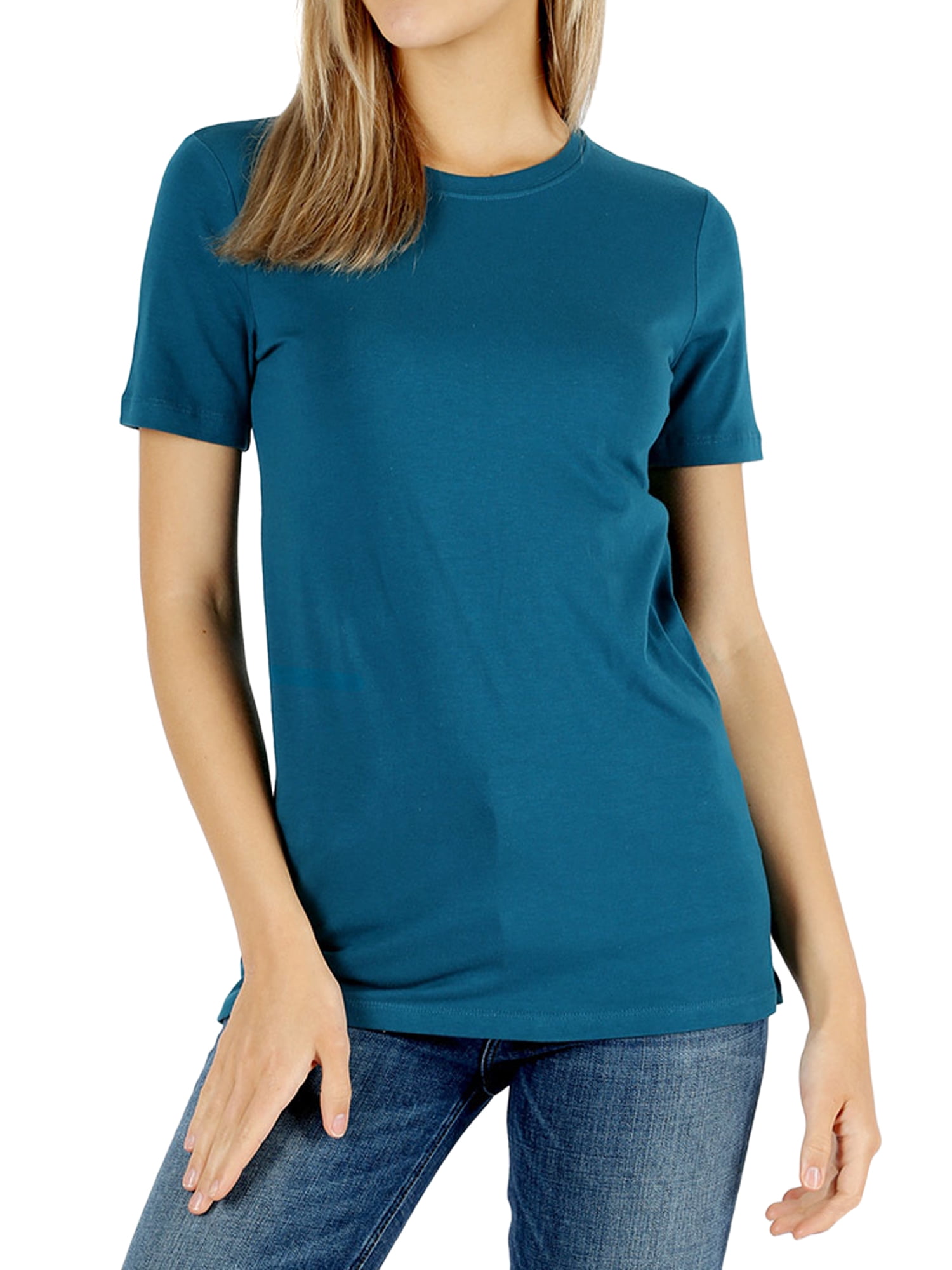 Zenana Women & Plus Cotton Crew Neck Short Sleeve Relaxed Fit Basic Tee ...