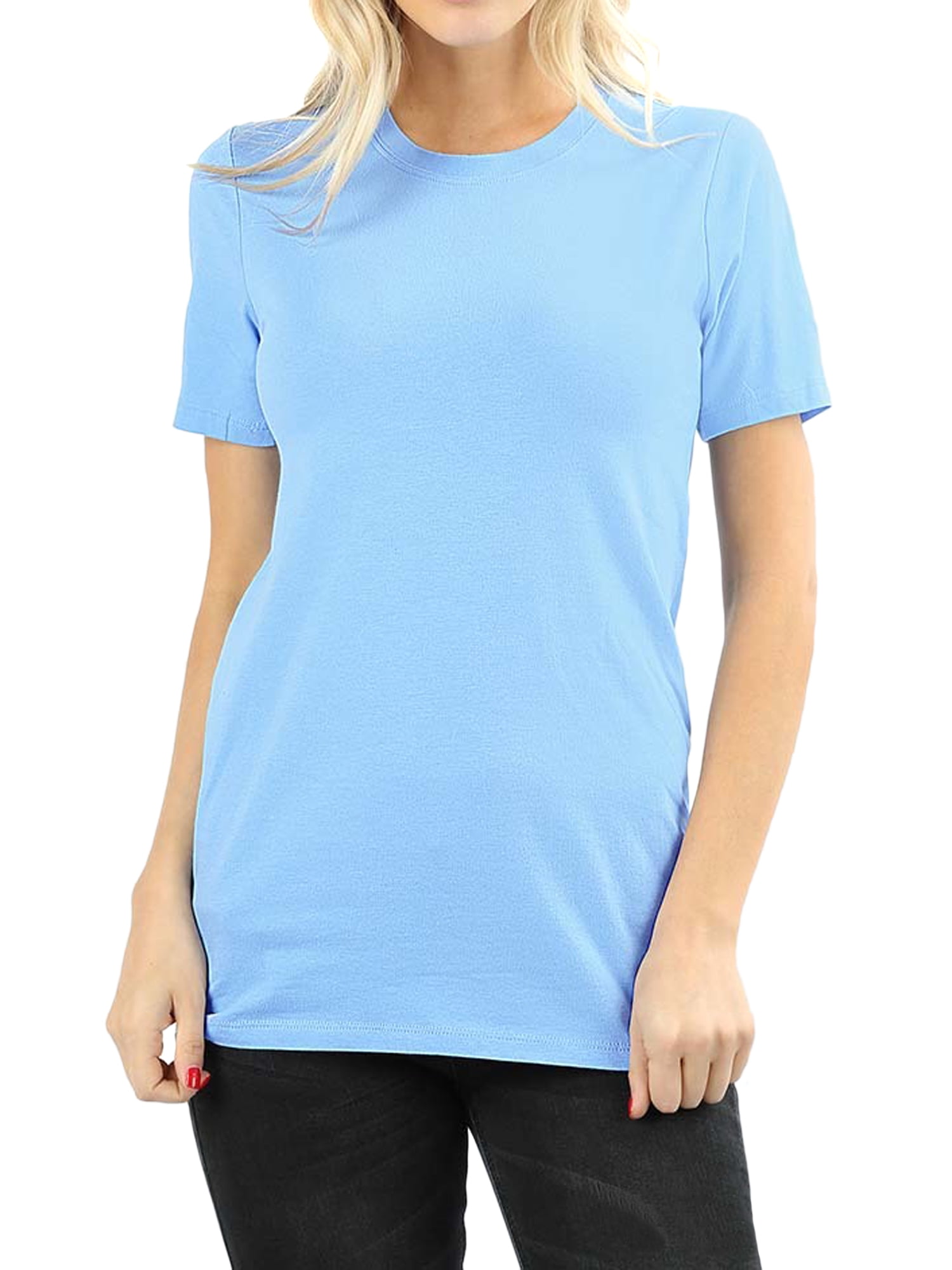 Zenana Women & Plus Cotton Crew Neck Short Sleeve Relaxed Fit Basic Tee ...