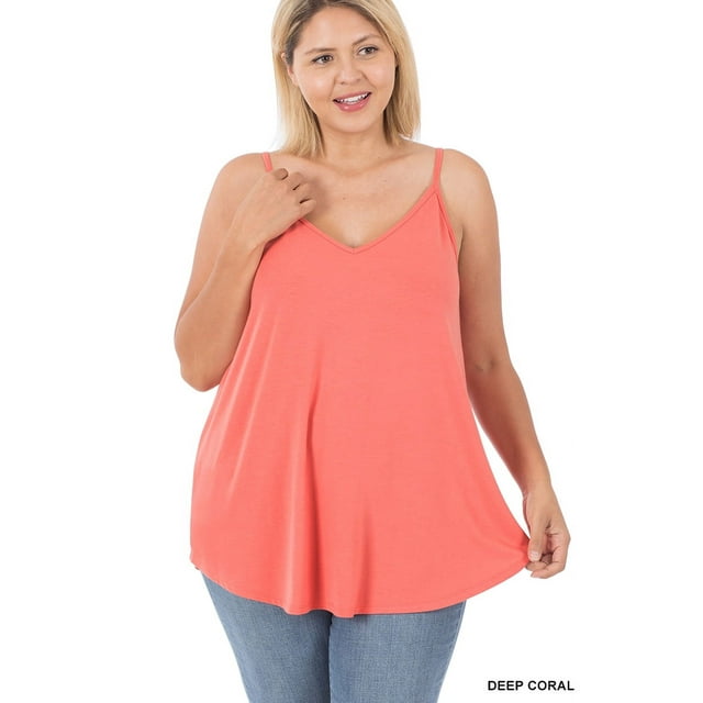 Zenana Women & Plus Front and Back Reversible Spaghetti Strap Flowy ...