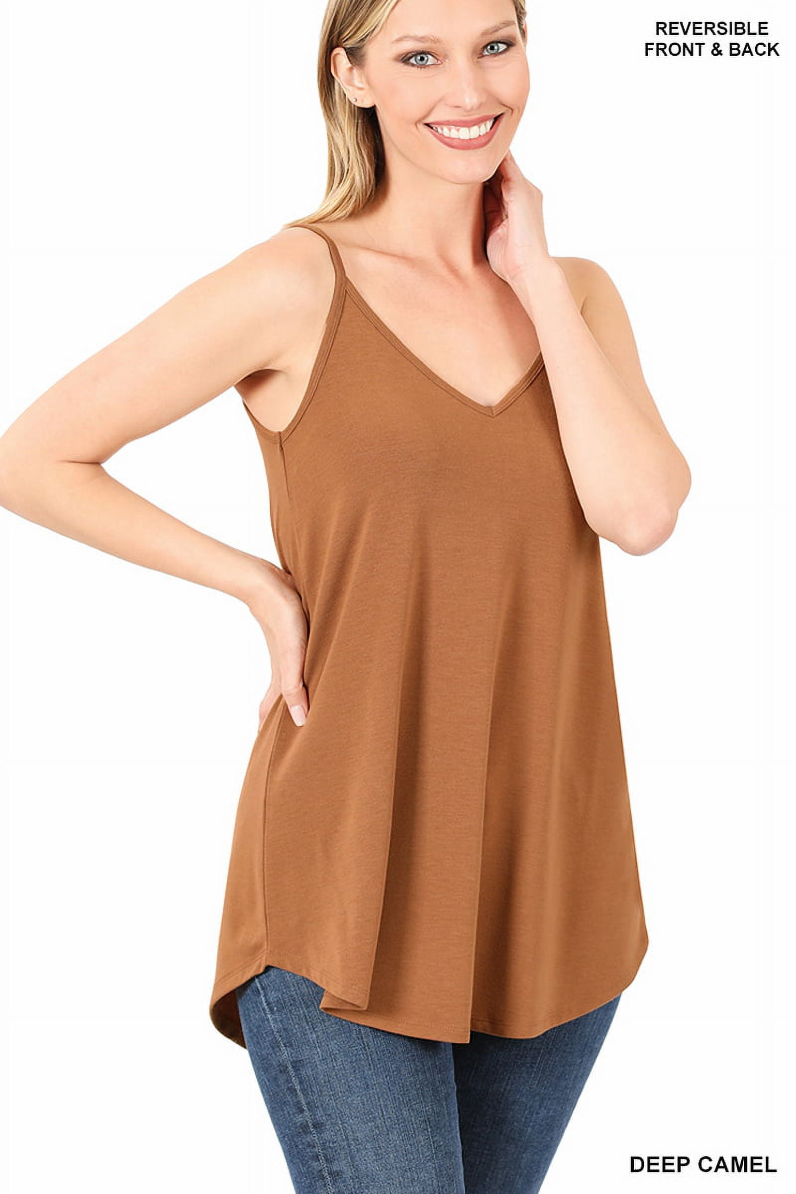 Zenana Women & Plus Front and Back Reversible Spaghetti Strap Flowy ...