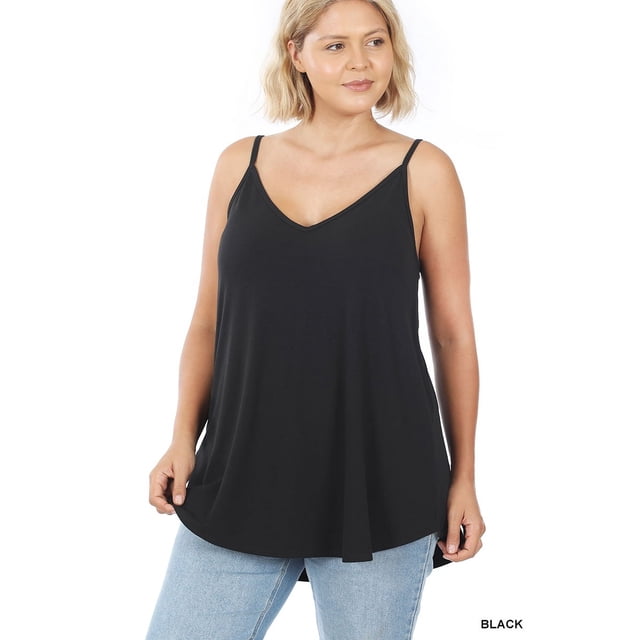 Zenana Women & Plus Front and Back Reversible Spaghetti Strap Flowy ...