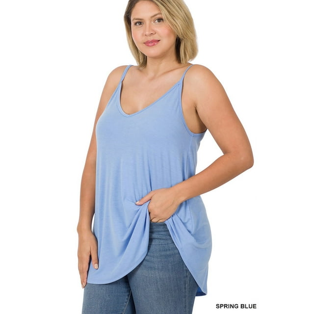 Zenana Women & Plus Front and Back Reversible Spaghetti Strap Flowy ...