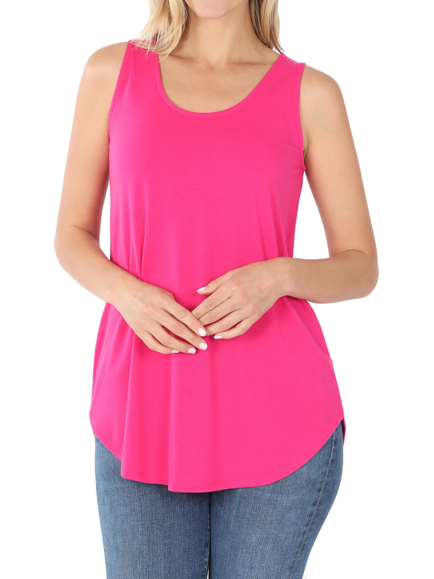 Zenana Women & Plus Relaxed Fit Scoop Neck Sleeveless Round Hem Blouse ...