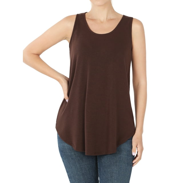 Zenana Women & Plus Relaxed Fit Scoop Neck Sleeveless Round Hem Blouse ...