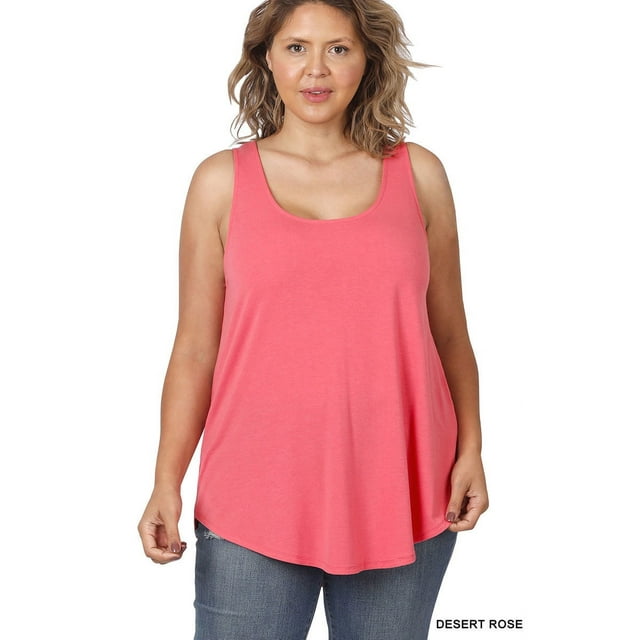 Zenana Women & Plus Relaxed Fit Scoop Neck Sleeveless Round Hem Blouse ...
