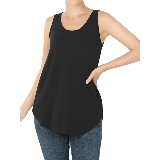 Zenana Women & Plus Relaxed Fit Scoop Neck Sleeveless Round Hem Blouse ...