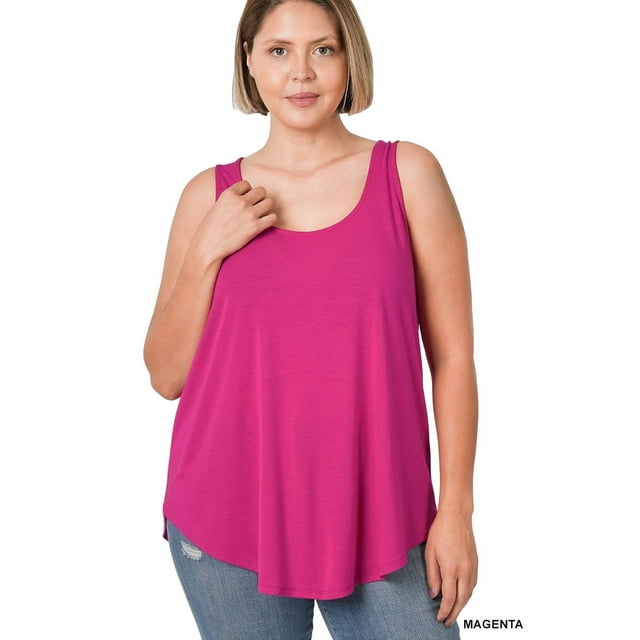 Zenana Women & Plus Relaxed Fit Scoop Neck Sleeveless Round Hem Blouse ...