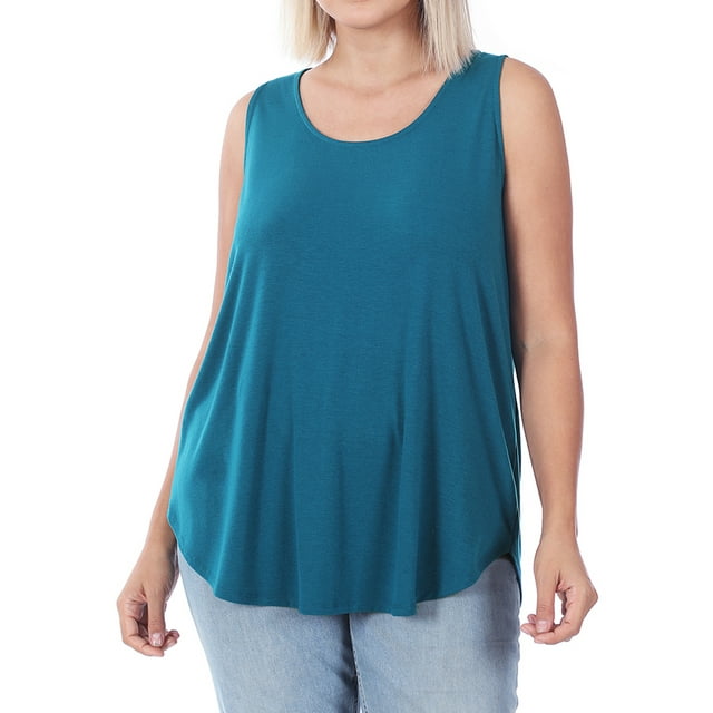 Zenana Women & Plus Relaxed Fit Scoop Neck Sleeveless Round Hem Blouse ...