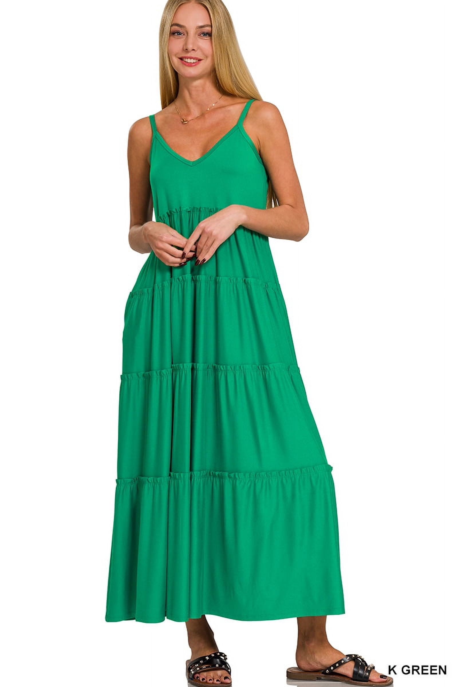 Zenana Women & Plus Relaxed Fit V-Neck Cami Full Length Tiered Boho ...