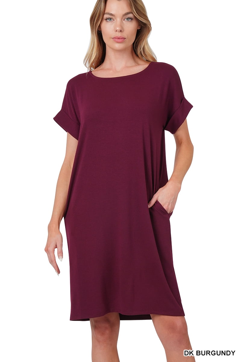 Zenana Women & Plus Round Neck Rolled Sleeve Knee Length Tunic Shirt ...